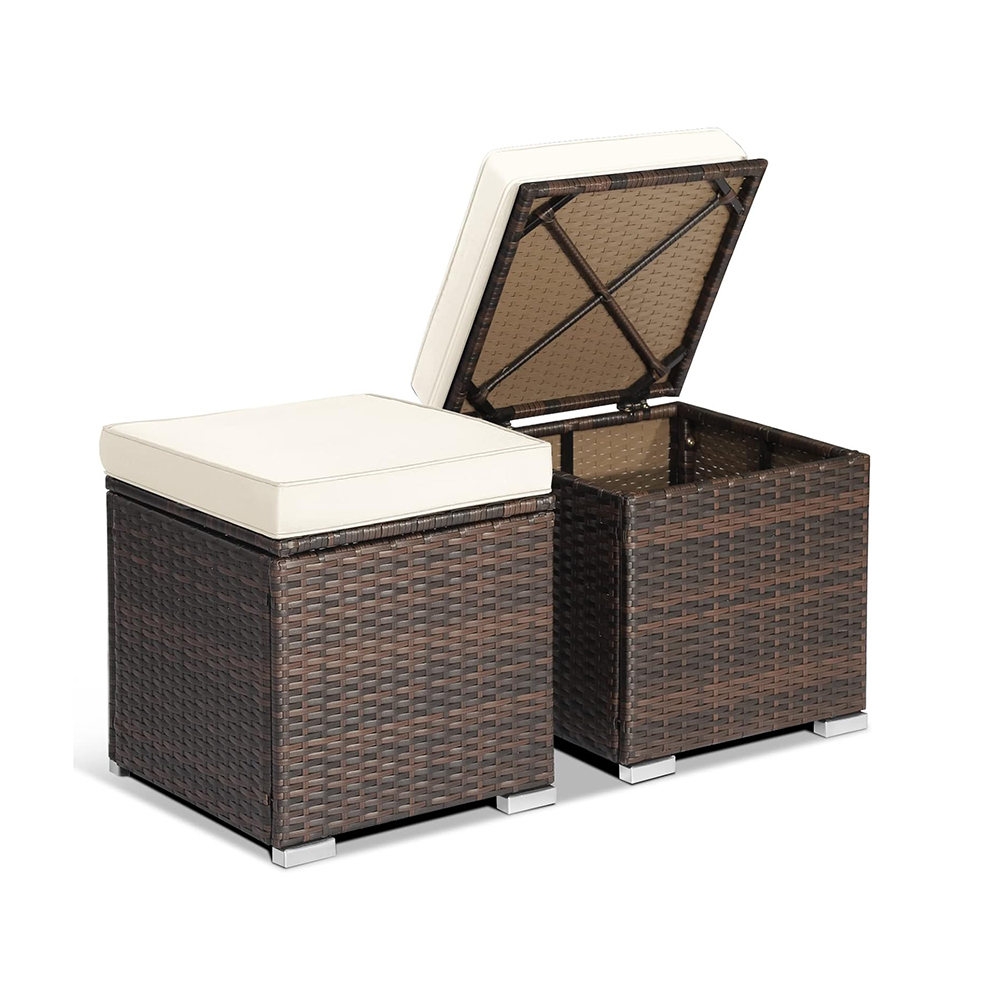 2 Piece Patio Furniture Set, Outdoor Rattan Wicker Conversation Set ...