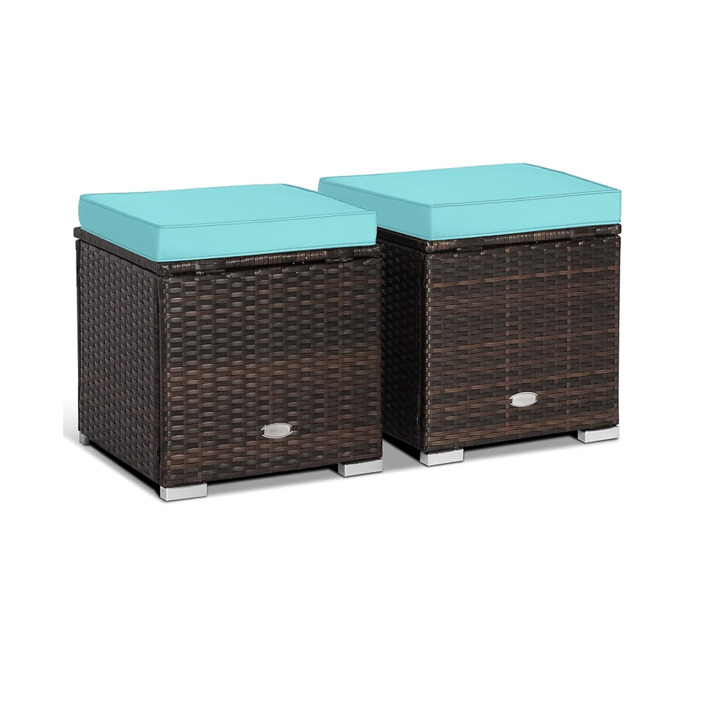 2 Piece Patio Furniture Set, Outdoor Rattan Wicker Conversation Set ...
