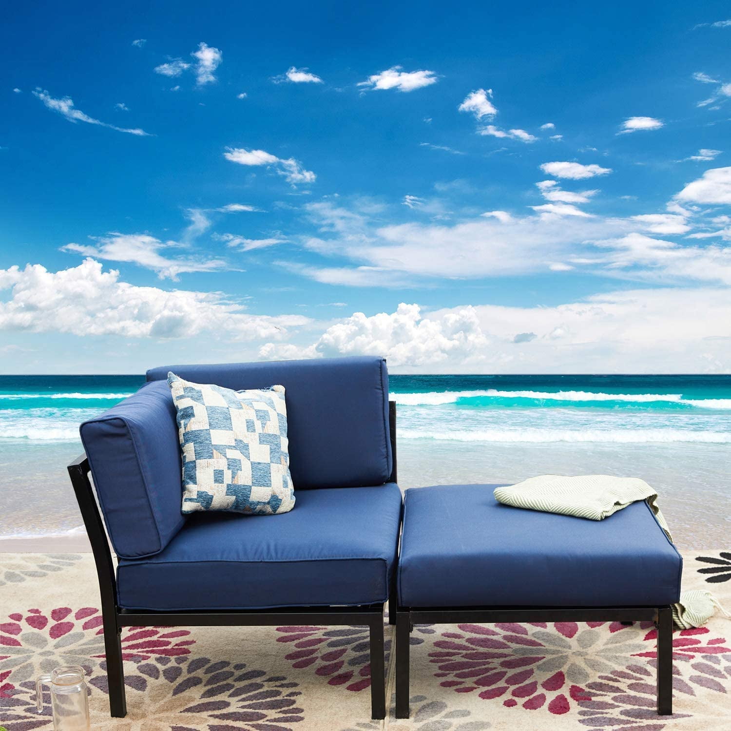 2 Piece Patio Furniture Set Sectional Balcony Corner Outdoor Loveseat ...