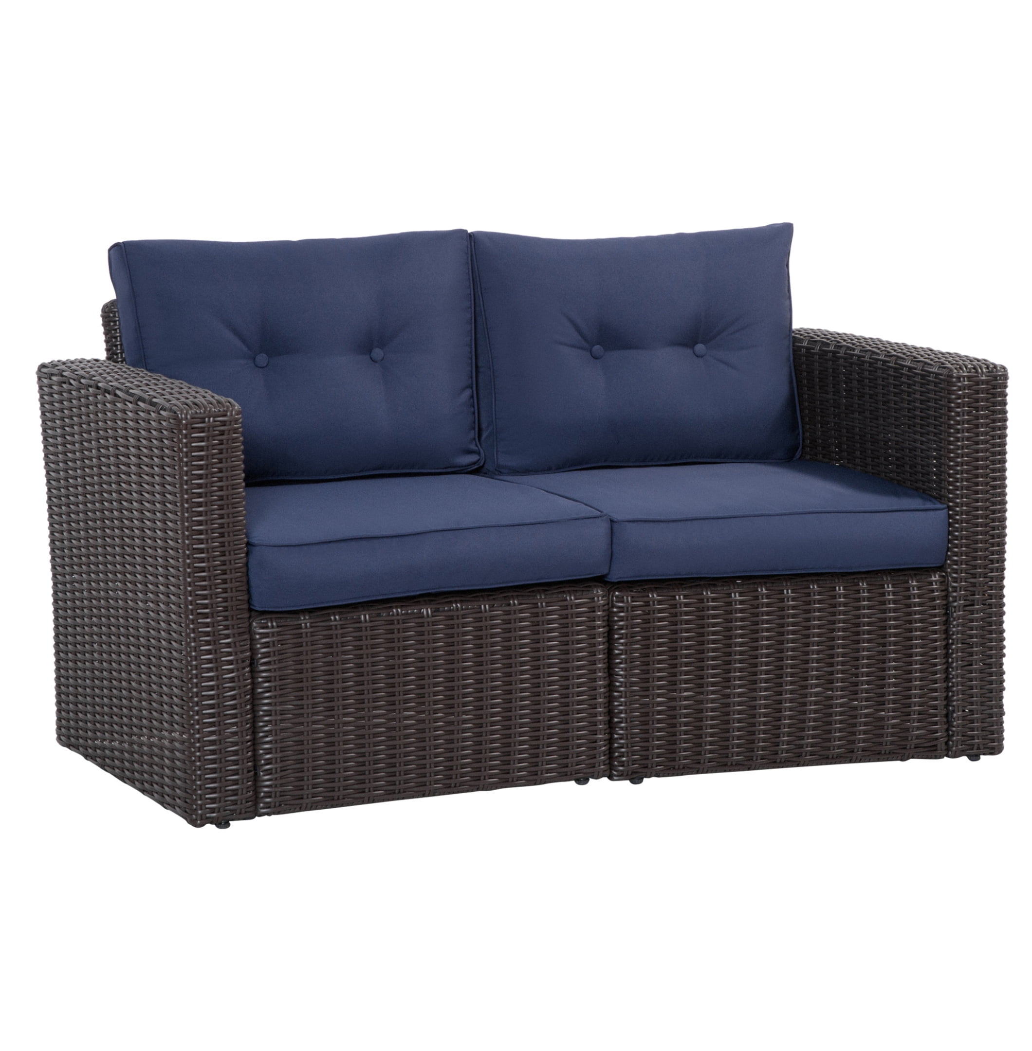 2 Piece Patio Wicker Corner Sofa Set, Outdoor PE Rattan Furniture, with ...