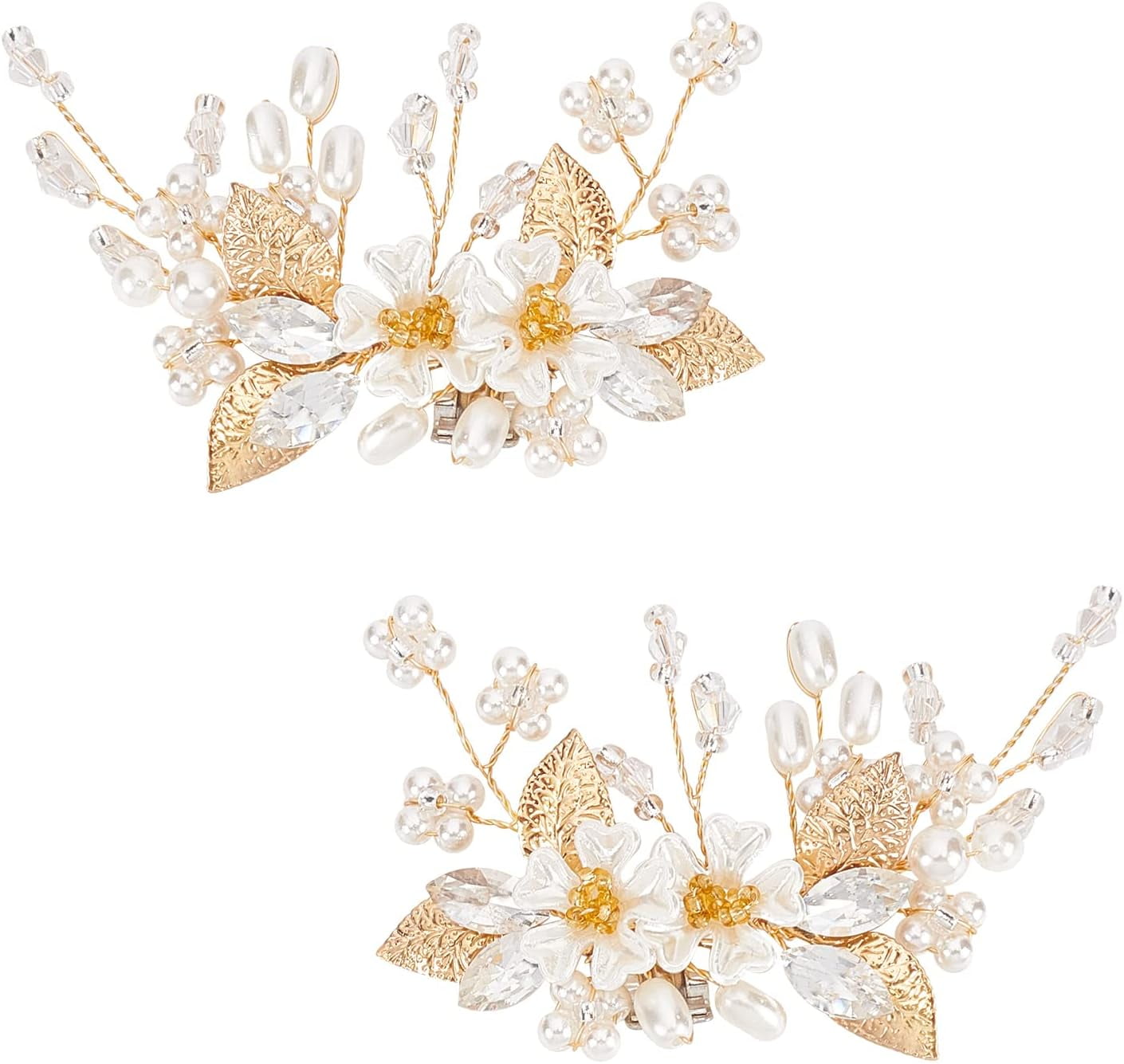 2-Piece Pearl Flower Shoe Clips Detachable Beaded Decorative Buckles ...