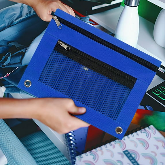 2-Piece Pencil Pouch, 3 Ring Zipper Binder Case, Nylon Material ...