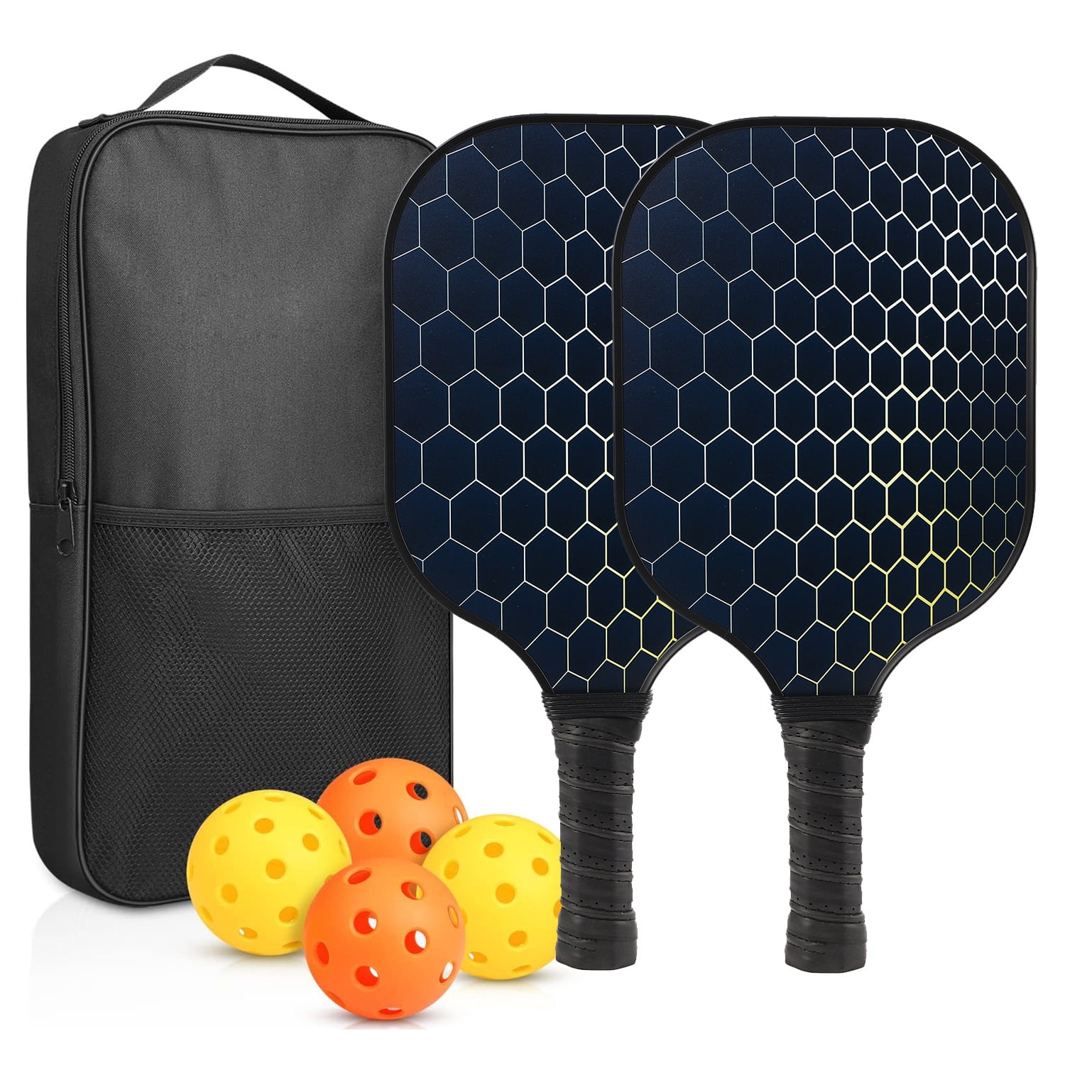 2-Piece Pickleball Racket Set - Honeycomb Core Paddles with Spin ...