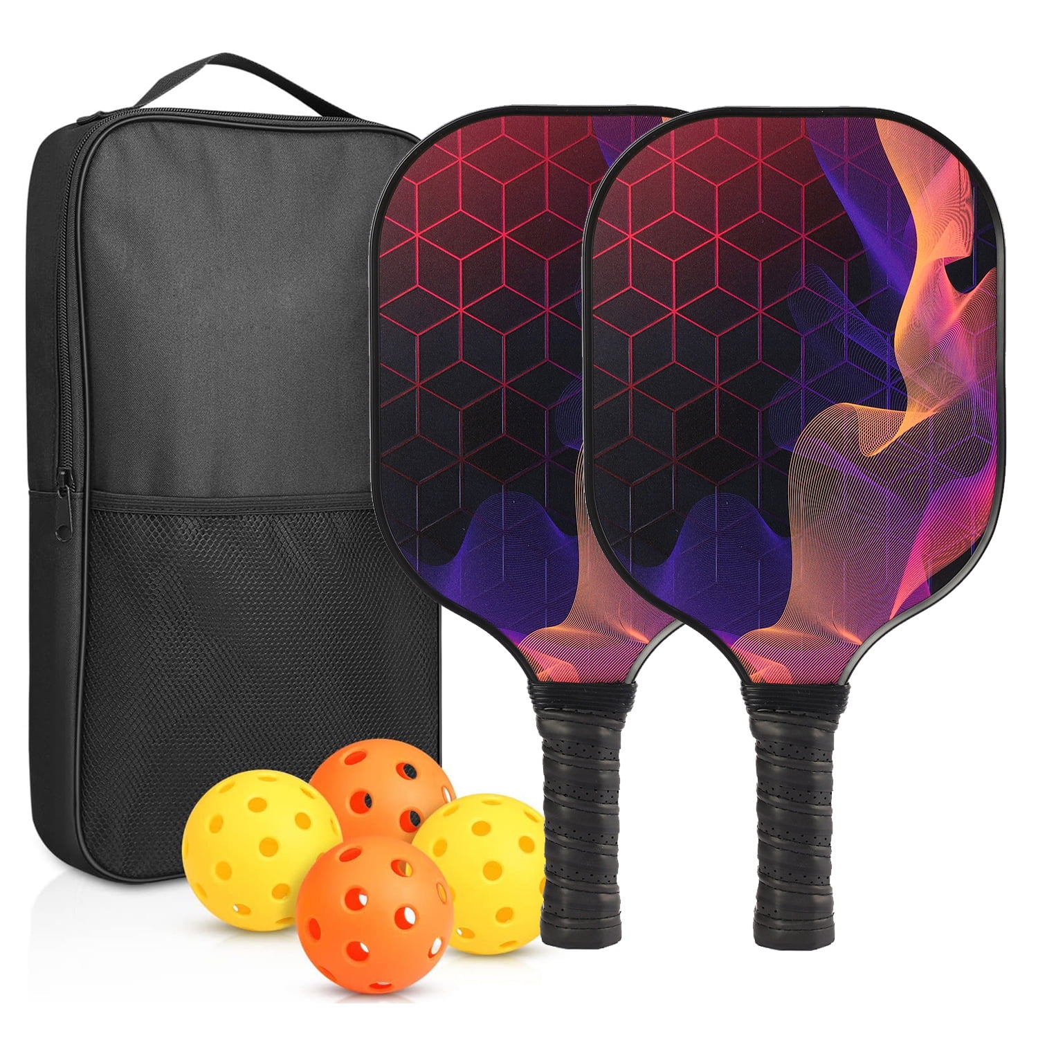2-Piece Pickleball Racket Set - Honeycomb Core Paddles with Spin ...