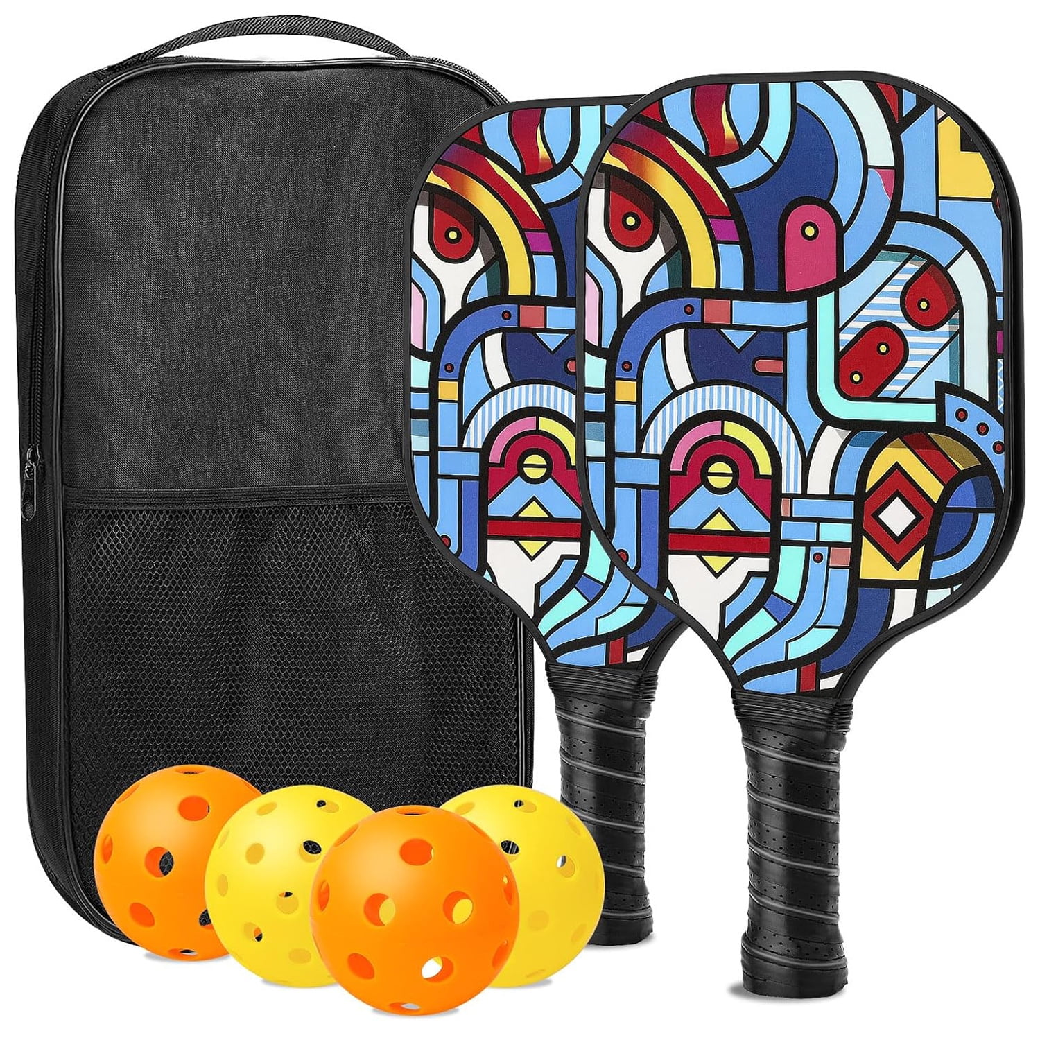 2-Piece Pickleball Racket Set - Honeycomb Core Paddles with Spin ...