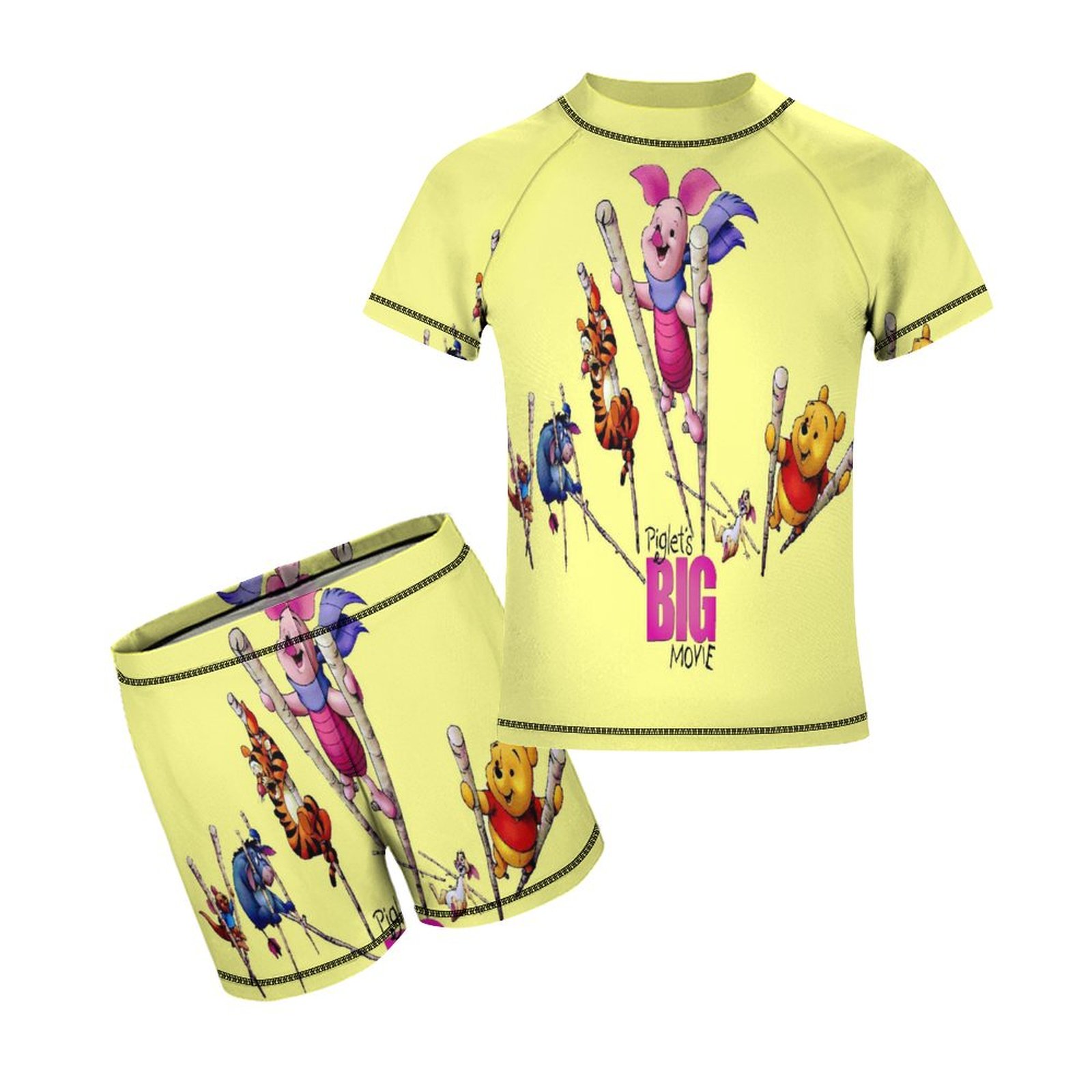 2 Piece Pigl-e Bathing Suits Rash Guard Swim Shirts with Shorts Set ...