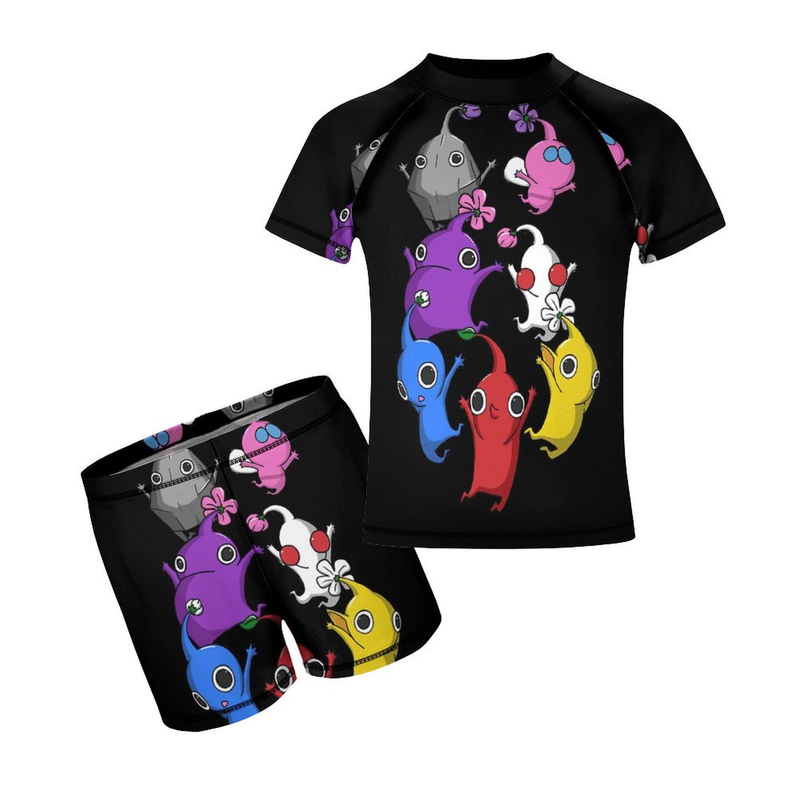 2 Piece Pikmin Bathing Suits Rash Guard Swim Shirts with Shorts Set ...