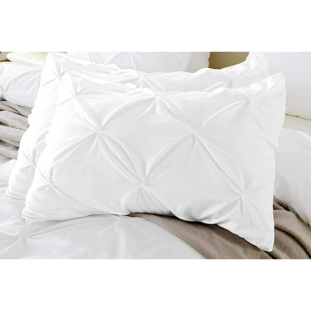 2 Piece Pinch Pleated Solid White European Pillow Shams, (European ...
