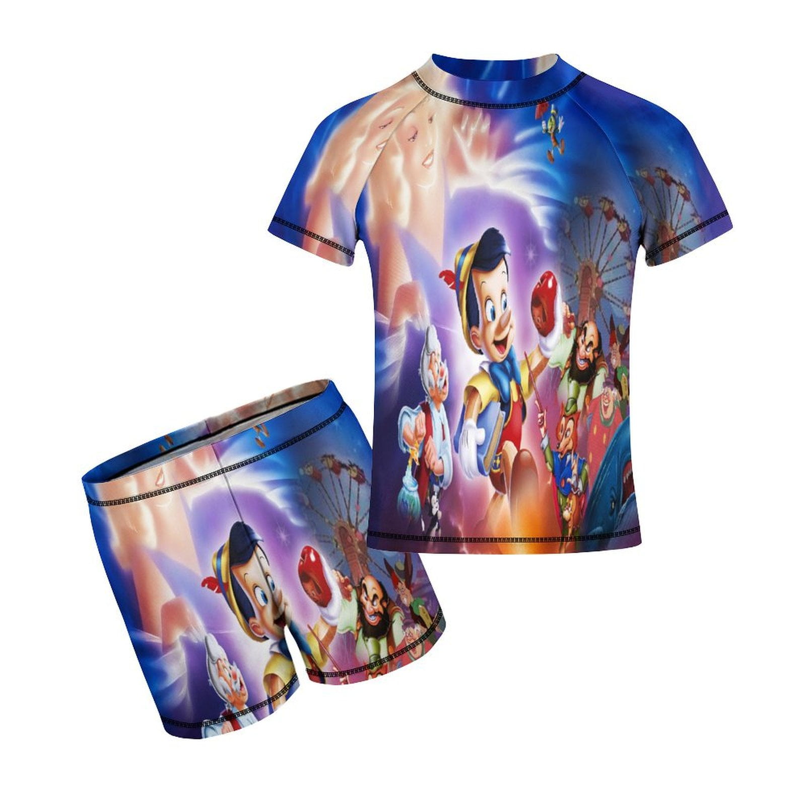 2 Piece Pinoc-Chi Boys Short Sleeve Swimsuit Rash Guard Sets Swimwear - Walmart.com