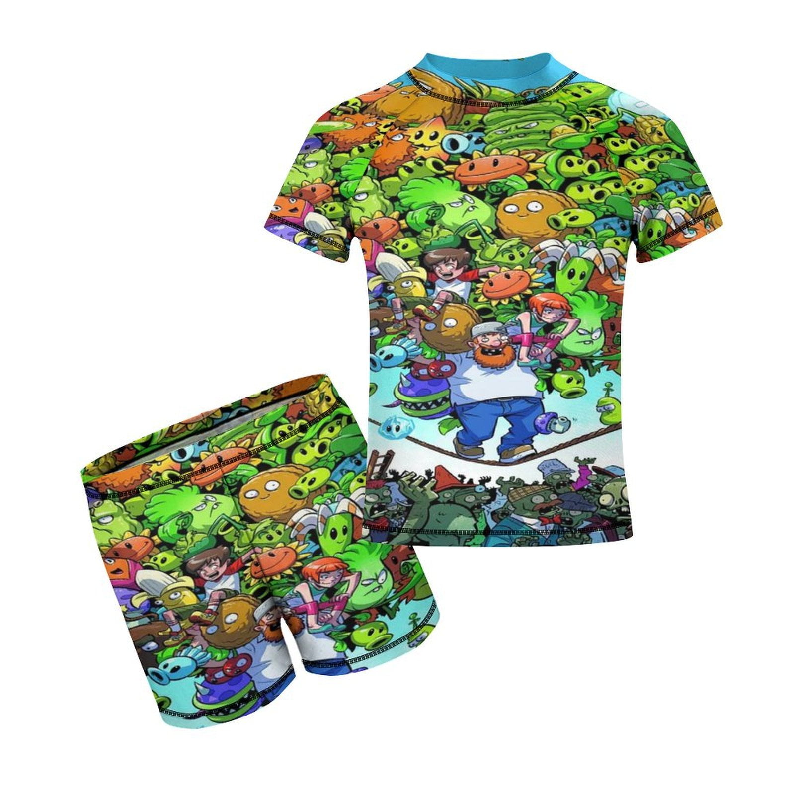 2 Piece Plants Vs Zombies Bathing Suits Rash Guard Swim Shirts with ...