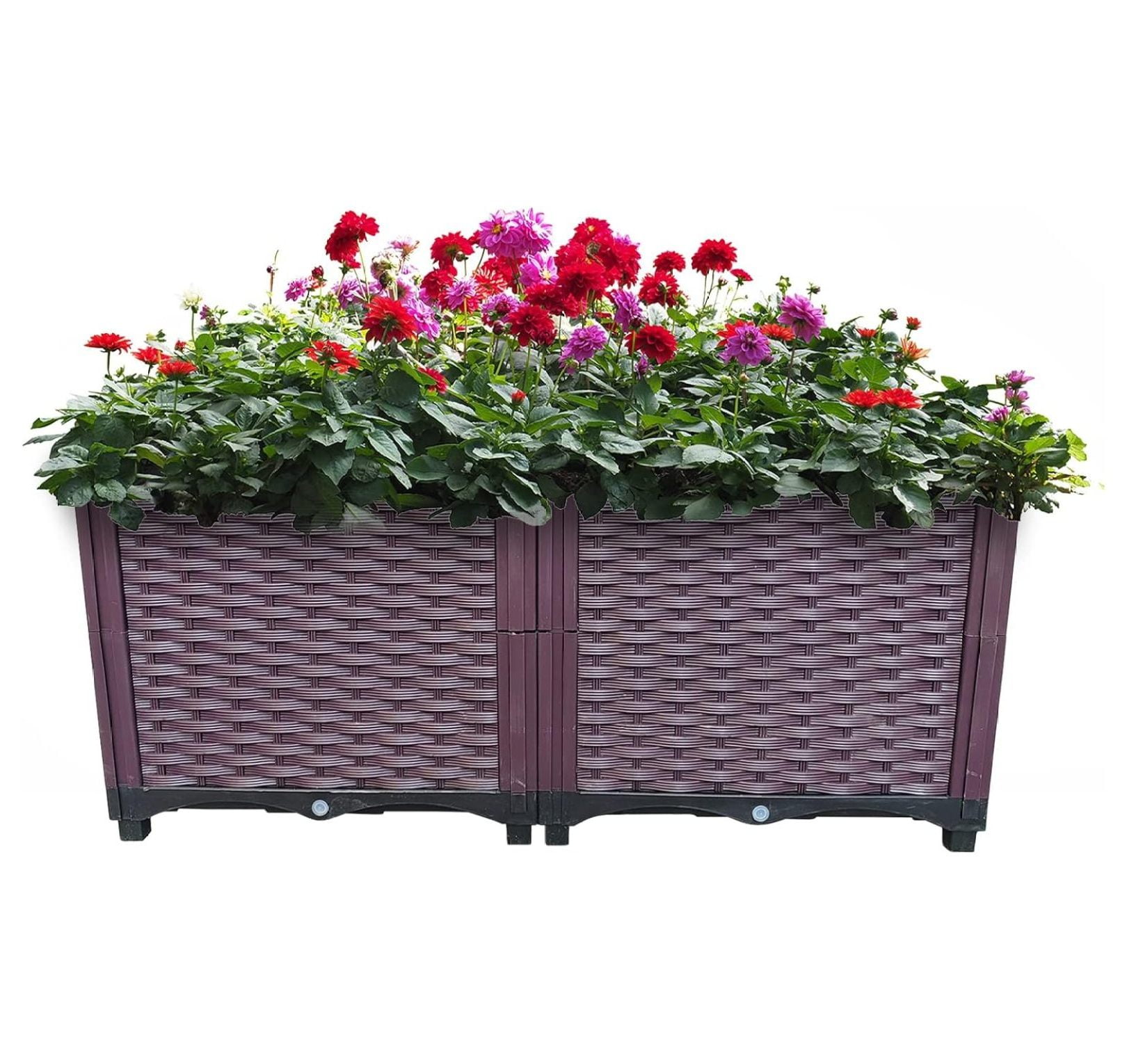 2 Piece Plastic Raised Garden Bed Planter Grow Boxes 15" H Deepen ...