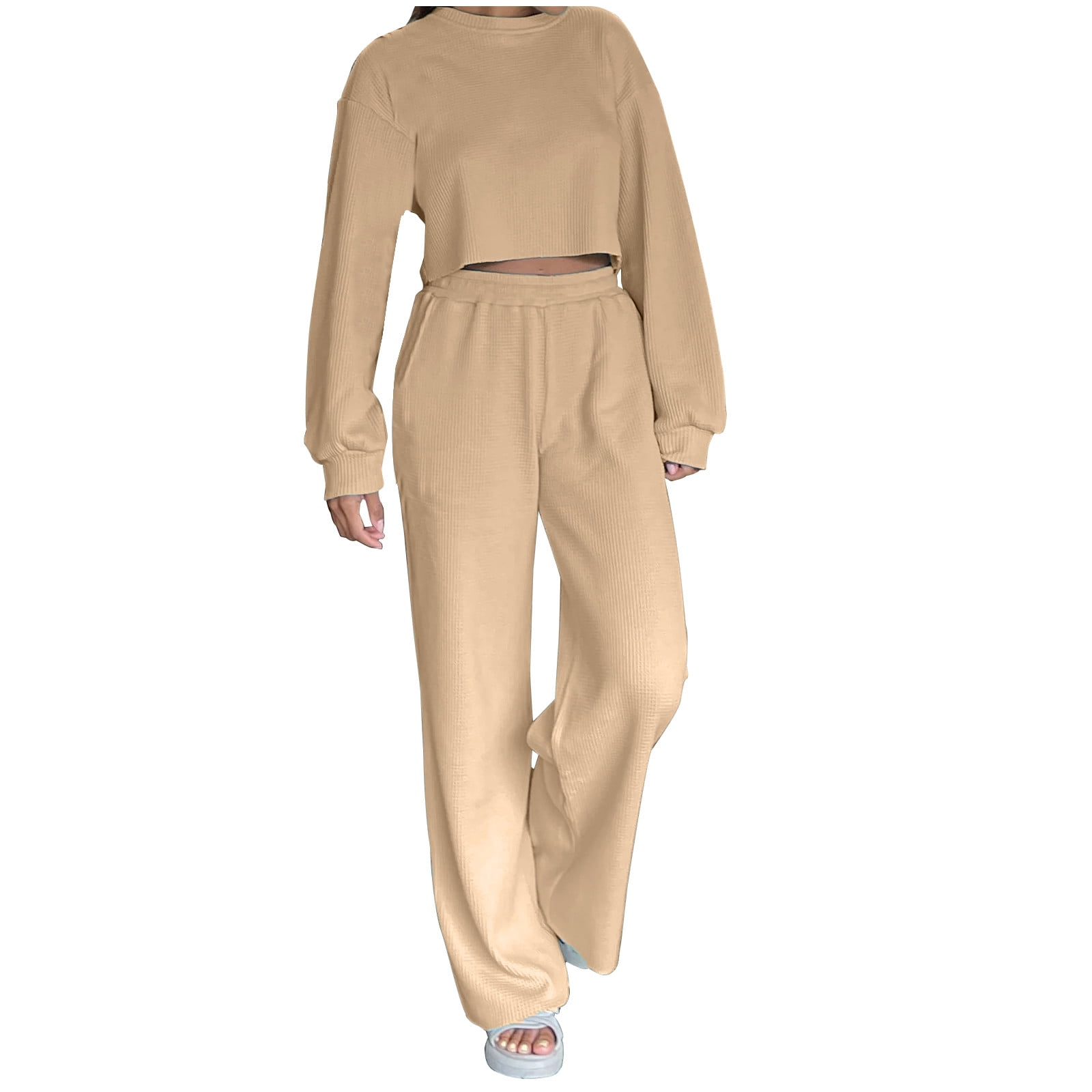 2 Piece Plus Size Sets for Women Fall Collar Solid Color Long-sleeved ...