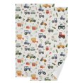2-Piece Polyester cotton Towel Set Absorbent Cars Tractors Leaf Hand ...