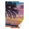 2-Piece Polyester cotton Towel Set Absorbent Coconut Trees and The Sea ...