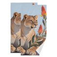2-Piece Polyester cotton Towel Set Absorbent Jaguar Flower Hand Towel ...