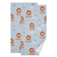 2-Piece Polyester cotton Towel Set Absorbent Lion Ice Cream Hand Towel ...