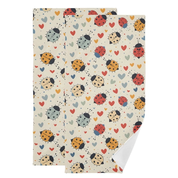 2-Piece Polyester cotton Towel Set Absorbent Seven-spotted Ladybug ...