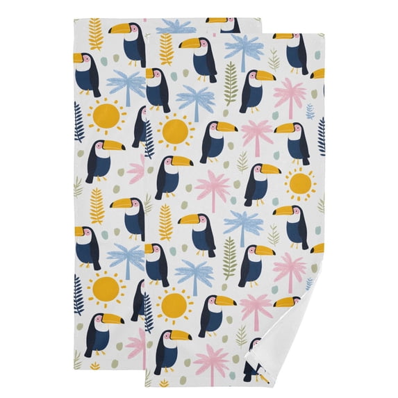 2-Piece Polyester cotton Towel Set Absorbent Toucans Hand Towel Bath ...
