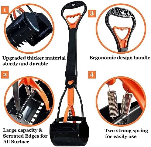 2-Piece Pooper Scooper for Large Medium & Small Dogs Heavy Duty,Long ...