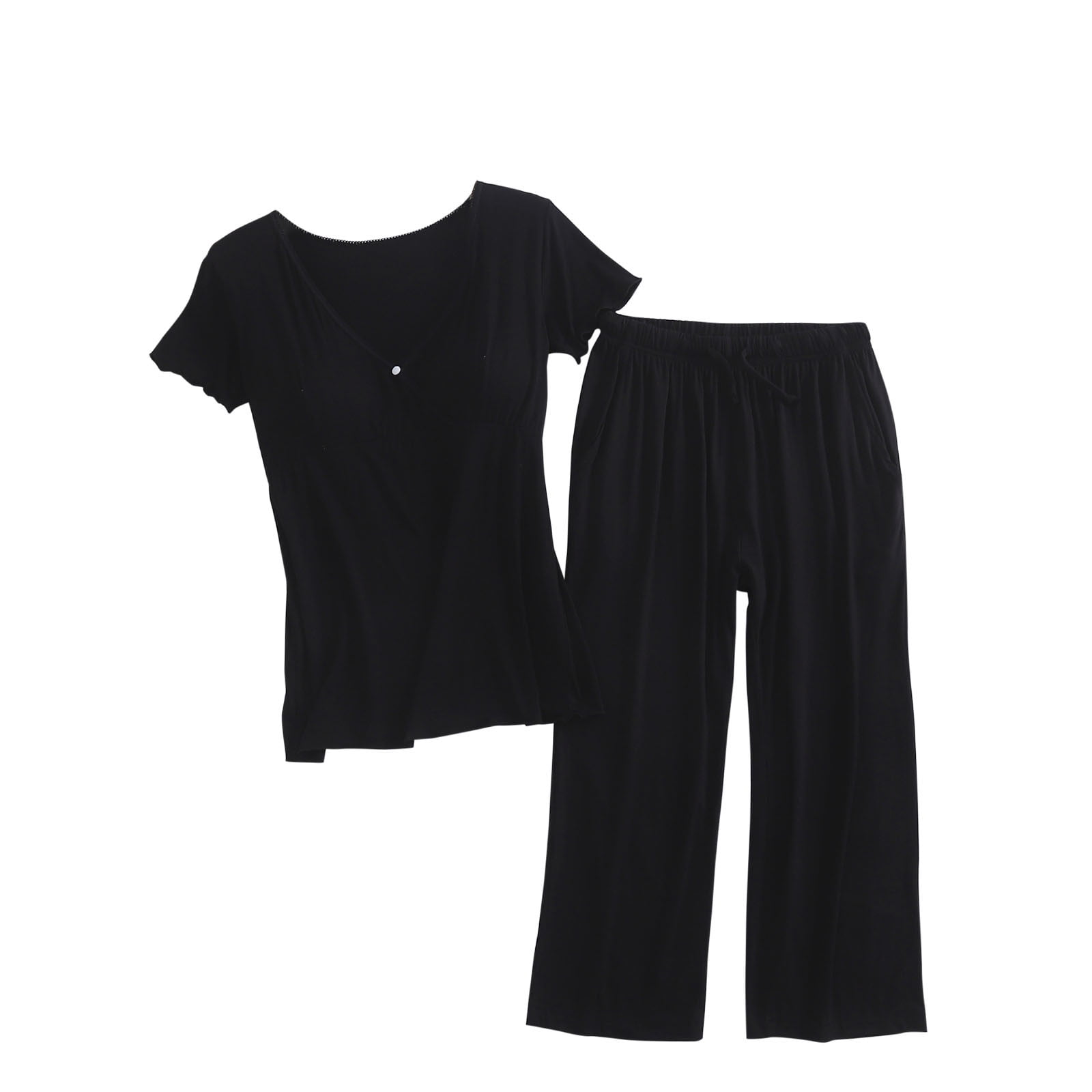 2 Piece Postpartum Nursing Pajamas Set Casual Soft Maternity ...
