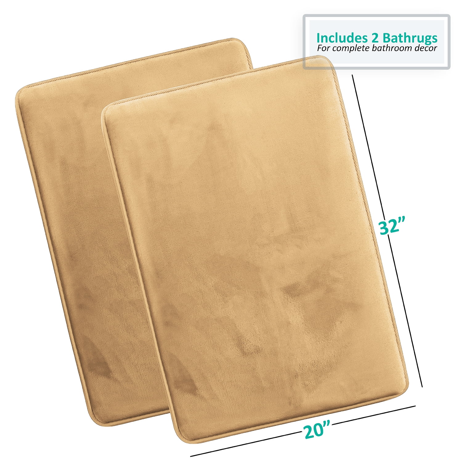 Clara Clark 2 Piece Memory Foam Bathroom Mat Set - Absorbent Plush Non ...