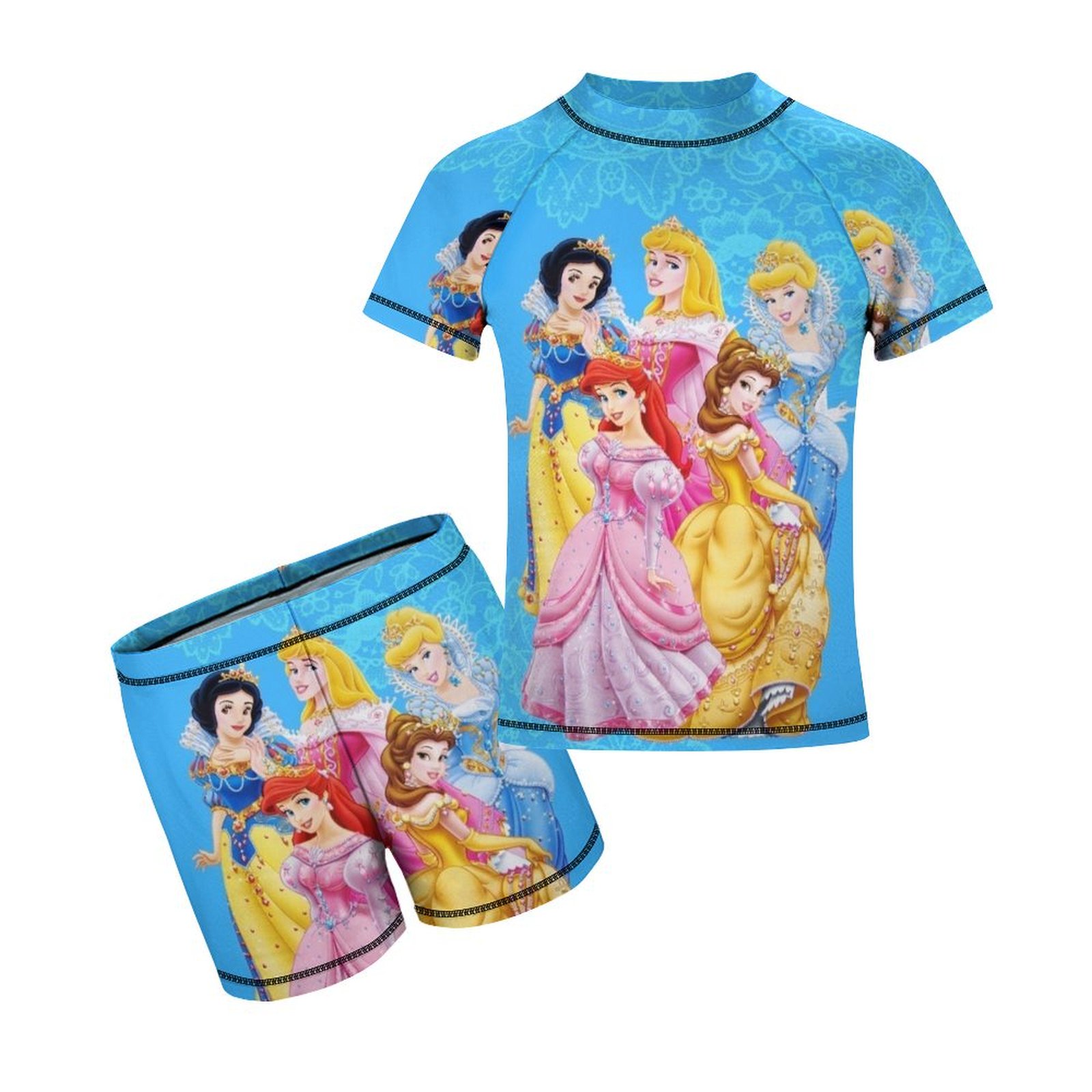 2 Piece Princes Bathing Suits Rash Guard Swim Shirts with Shorts Set ...