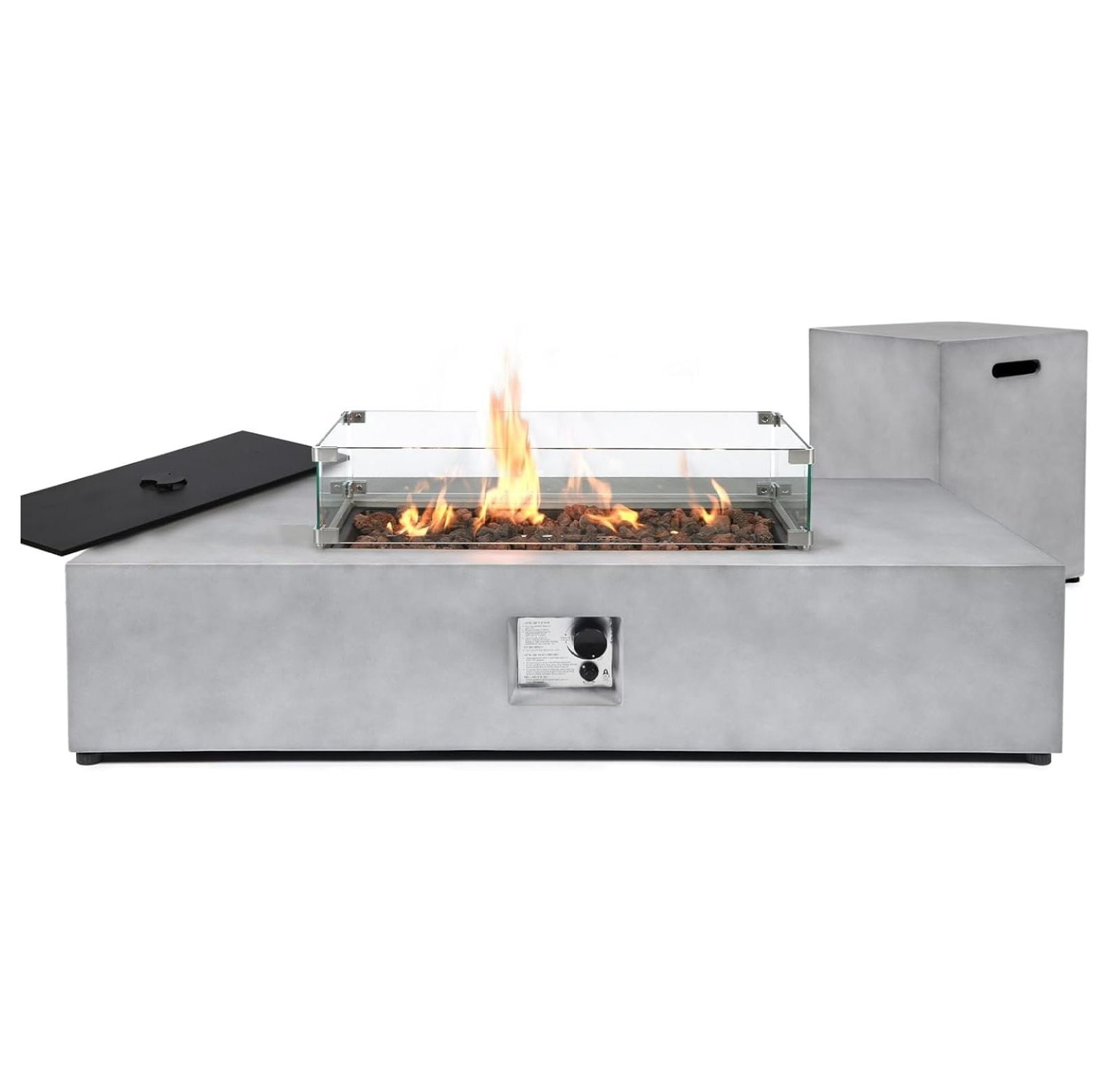 2-Piece Propane Table Set w Cover Table, 54 inch Concrete FirePit Table ...