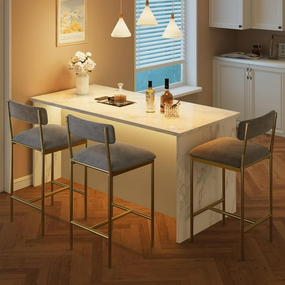 2-Piece Pub Table Upholstered Bar Stools, 36" Counter-Height Dining ...