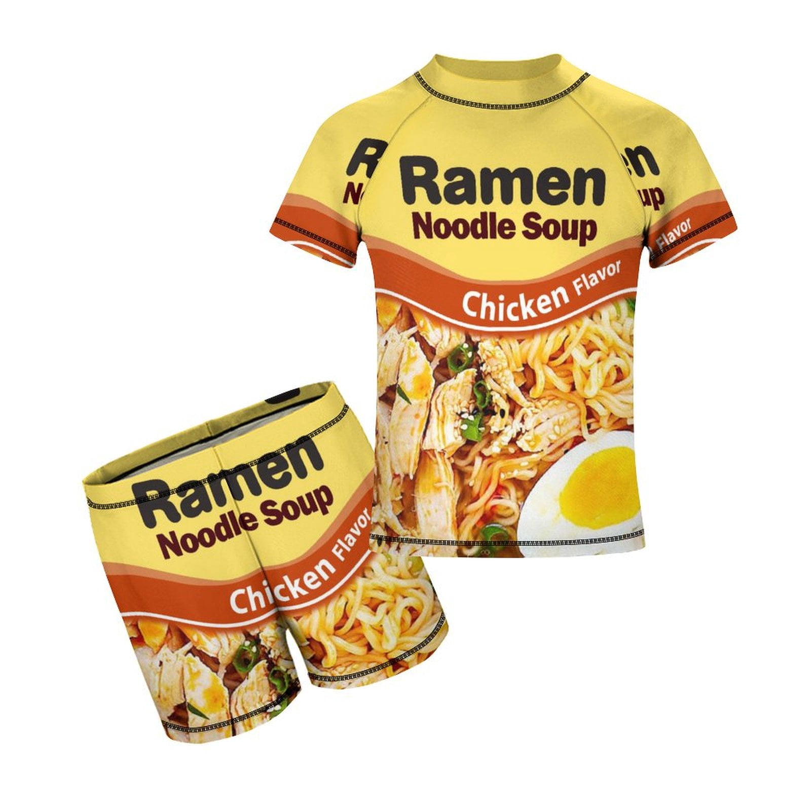 2 Piece Ramen Noodle Chicken Bathing Suits Rash Guard Swim Shirts with ...