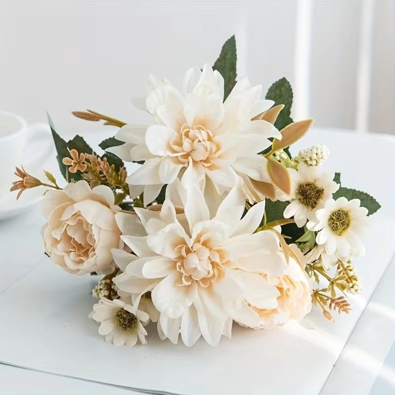 2-Piece Realistic Artificial Dahlia Set - UV Waterproof Faux Flowers ...