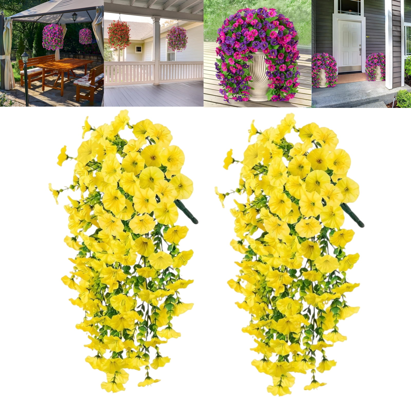 2 Piece Realistic Fake Hanging Flowers Outdoor UV Resistant Morning ...