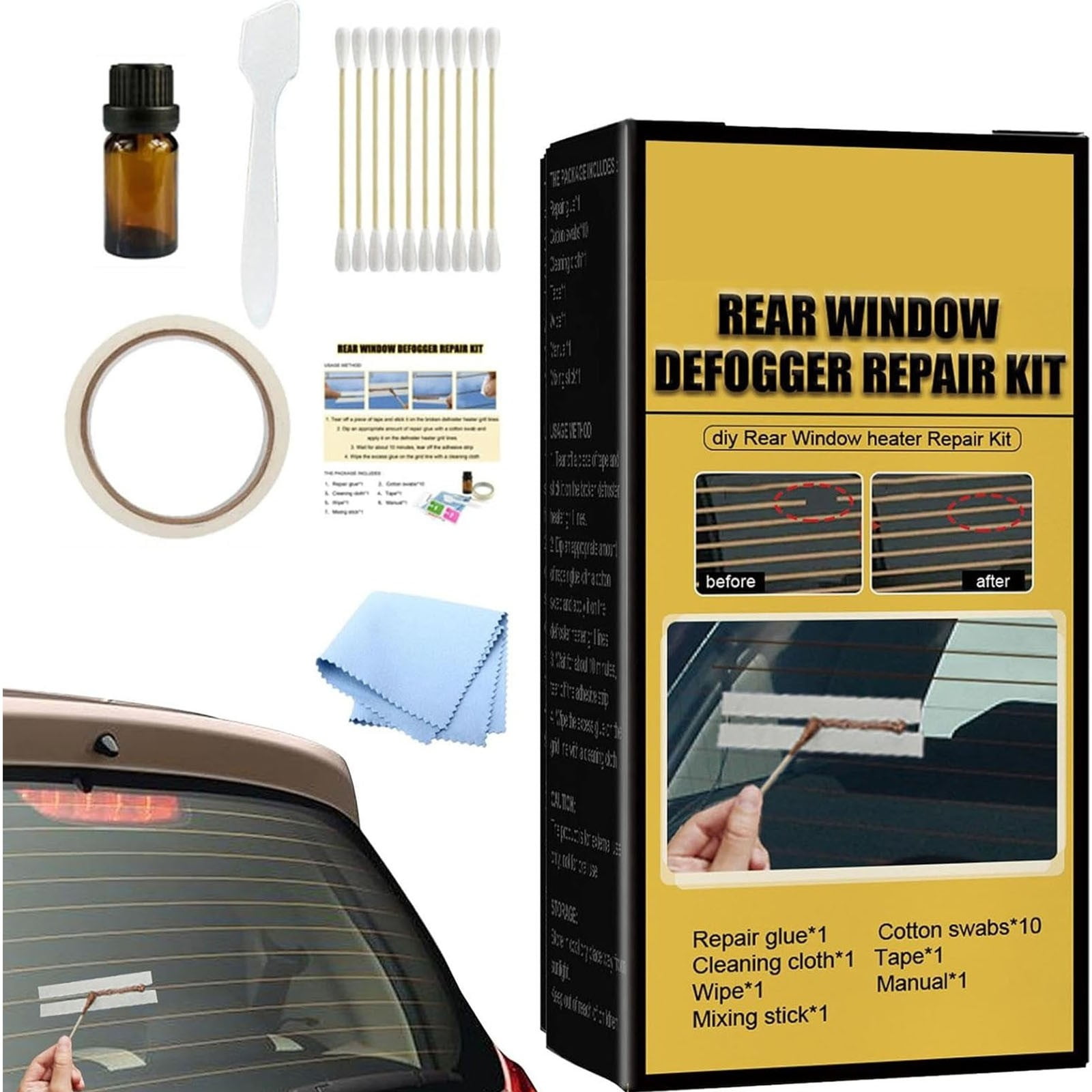 2-Piece Rear Window Defroster Repair Kit, Conductive Car Rear Window ...