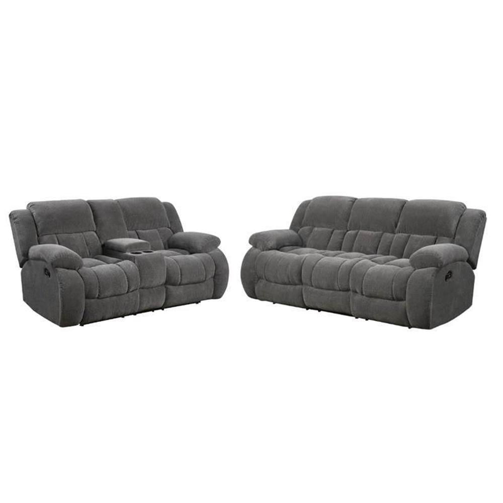 2 Piece Living Room Furniture, Reclining Loveseat and Sofa Set in ...