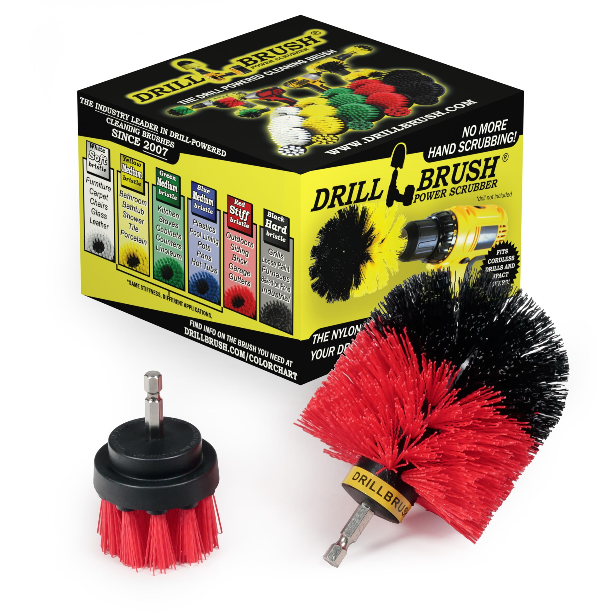 2 Piece Red Stiff Brush Cleaning Set - Outdoor Cleaning Brush Sets ...