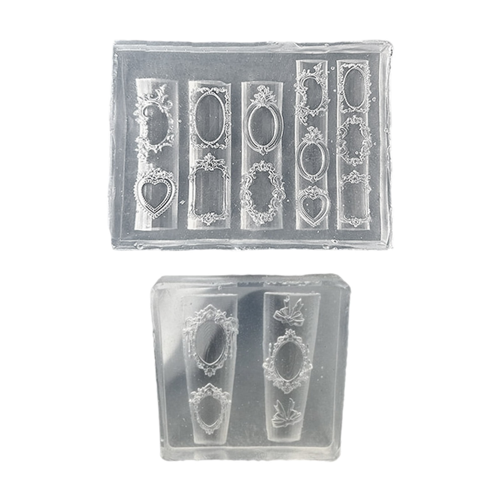 2 Piece Reusable Nails Charm Silicone Molds For Nails Art Creations And ...