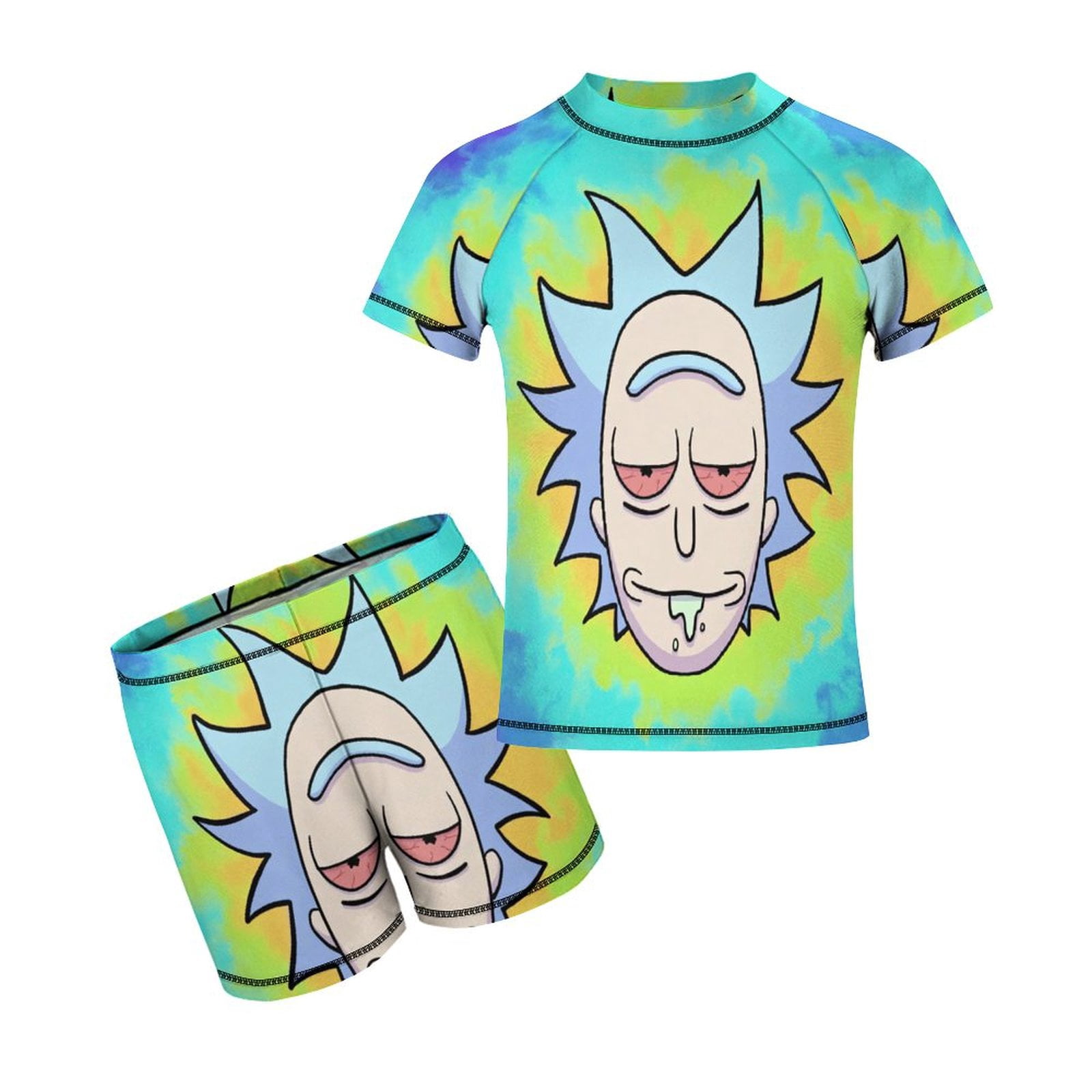 2 Piece Rick and Mor-t Bathing Suits Rash Guard Swim Shirts with Shorts ...