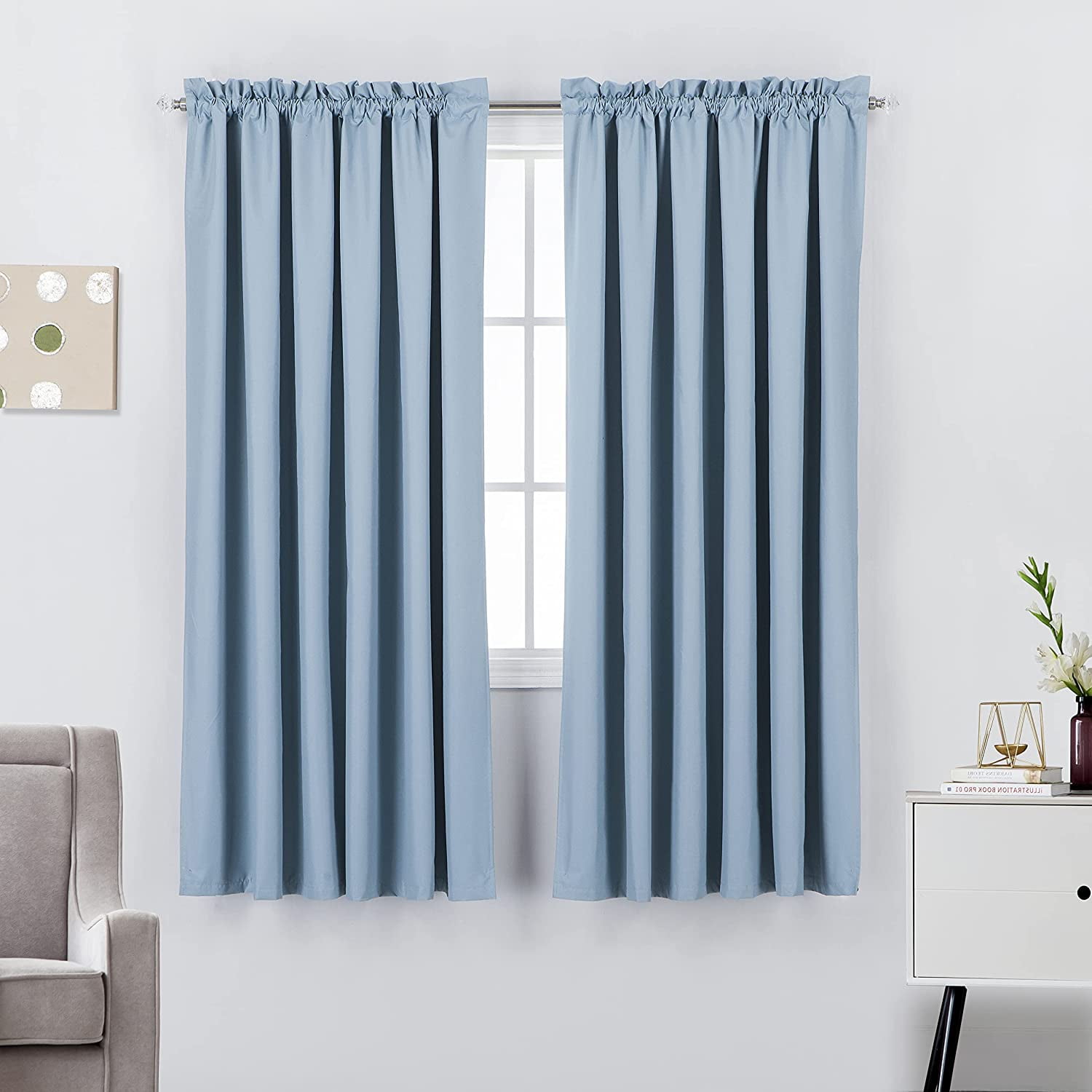 2 Piece Rod Pocket Blackout Insulated Window Treatment Curtains Panels ...