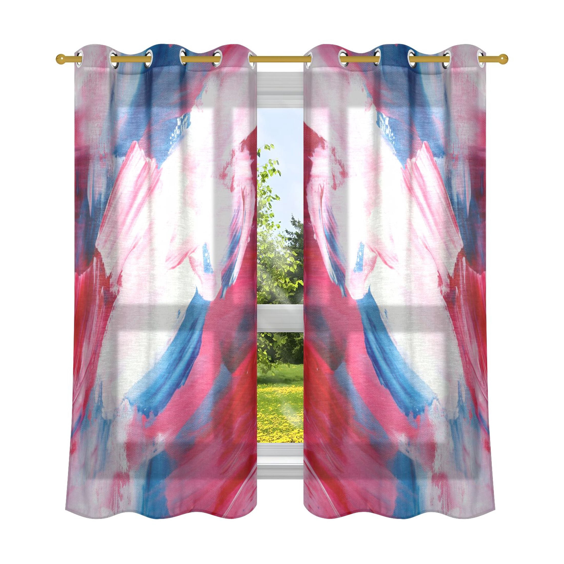 2 Piece Rod Pocket Curtain Panel Window Curtain Panels Abstract ...