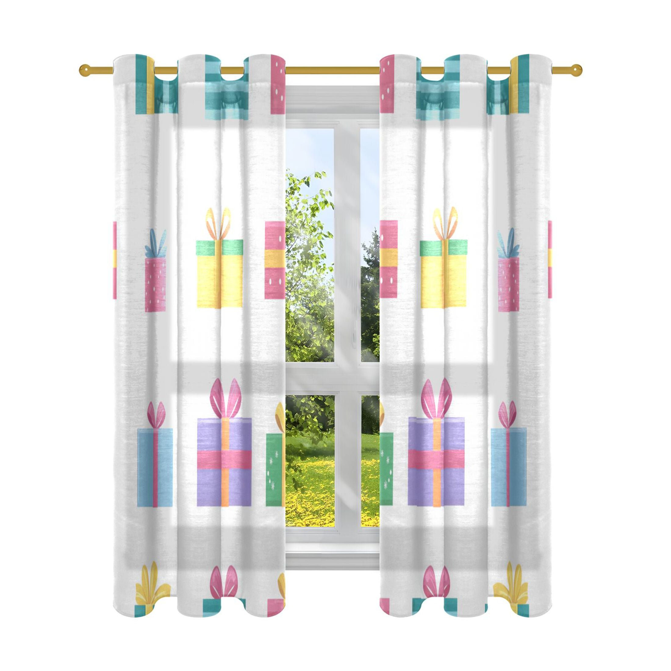 2 Piece Rod Pocket Curtain Panel Window Curtain Panels Colorful Gift ...