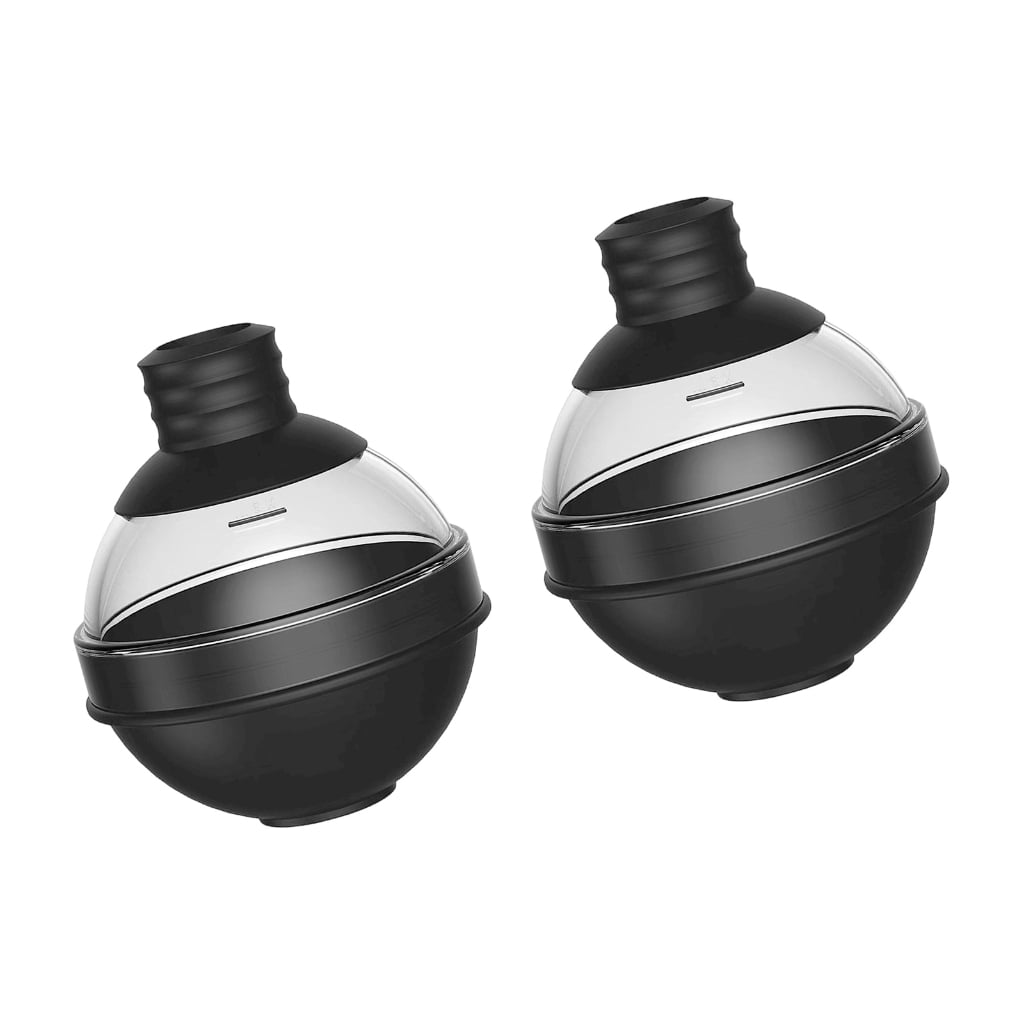 2 Piece Round Ice Maker Molds Set Flexible Silicone Base Ice Ball ...