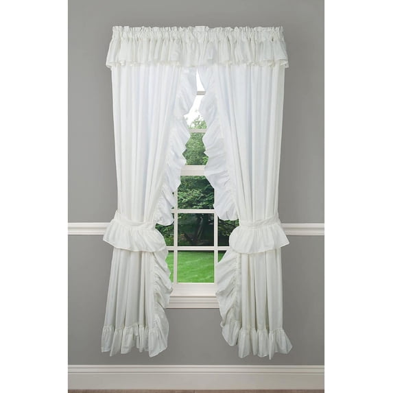 2-Piece Ruffled Priscilla Window Curtain Panel Pair with Ties - 80x72 ...