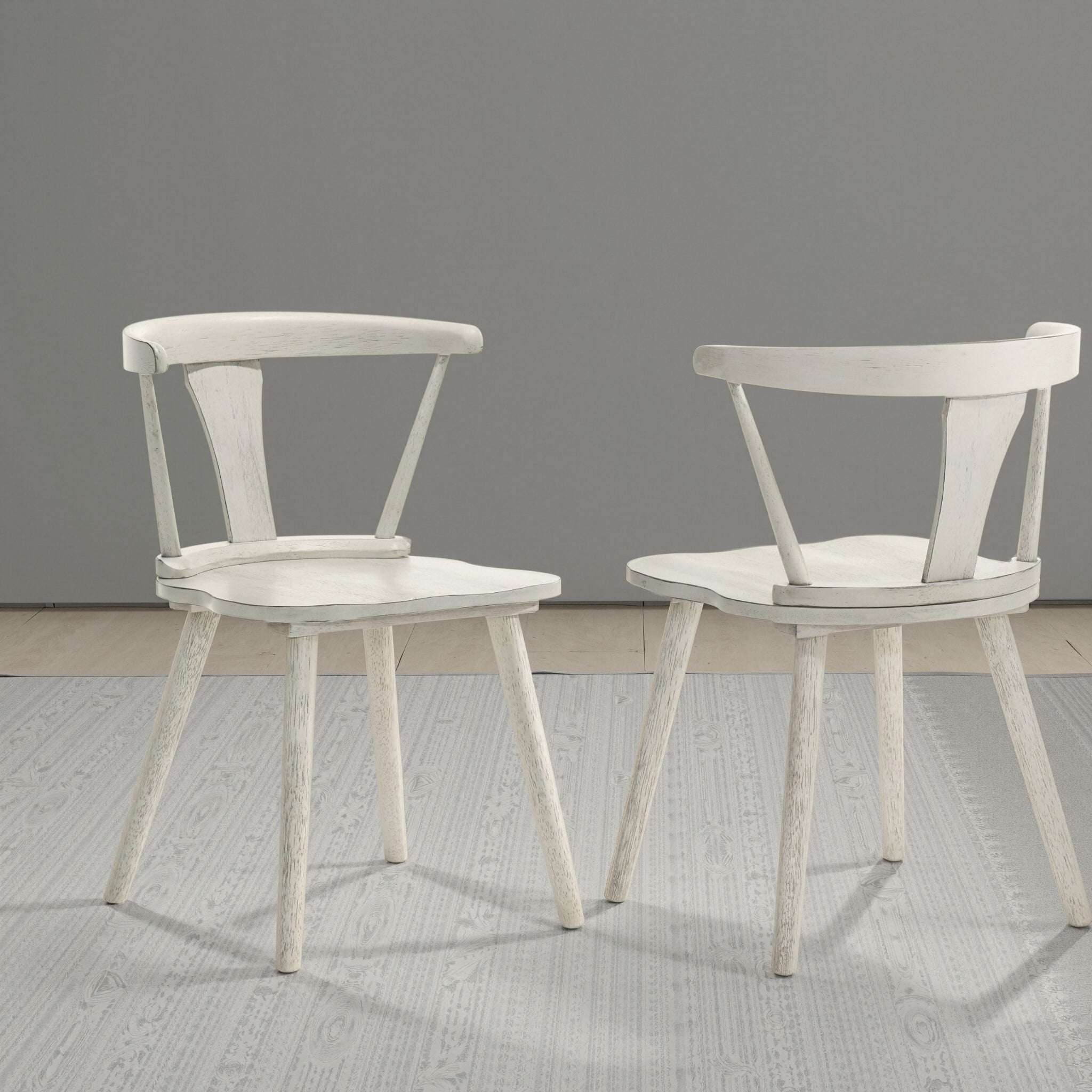 2-Piece Rustic Dining Side Chair Set Solid Wood Frame Farmhouse Modern ...