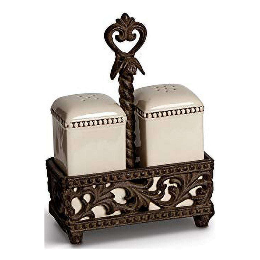 Park Hill Collection Metal Salt & Pepper Shaker Set with Acanthus Leaf ...