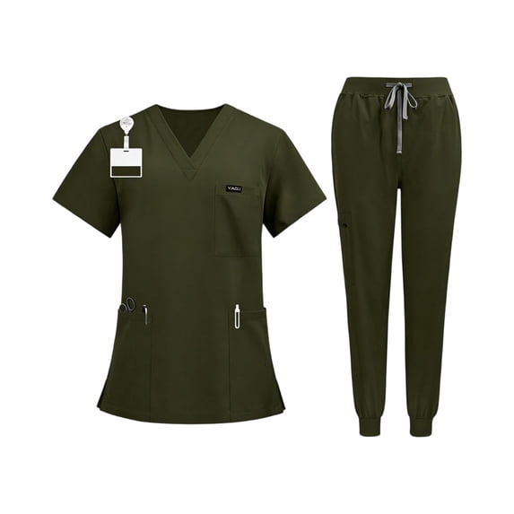2 Piece Scrubs Sets for Women Classic V-Neck Tops & Tapered Leg Jogger ...
