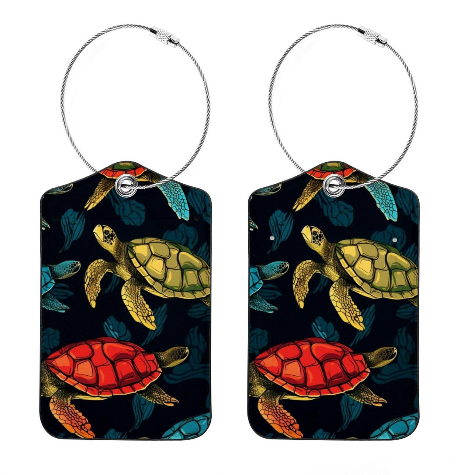 2 Piece Sea Turtle Luggage Tag for Suitcase Identifiers Privacy Name ...