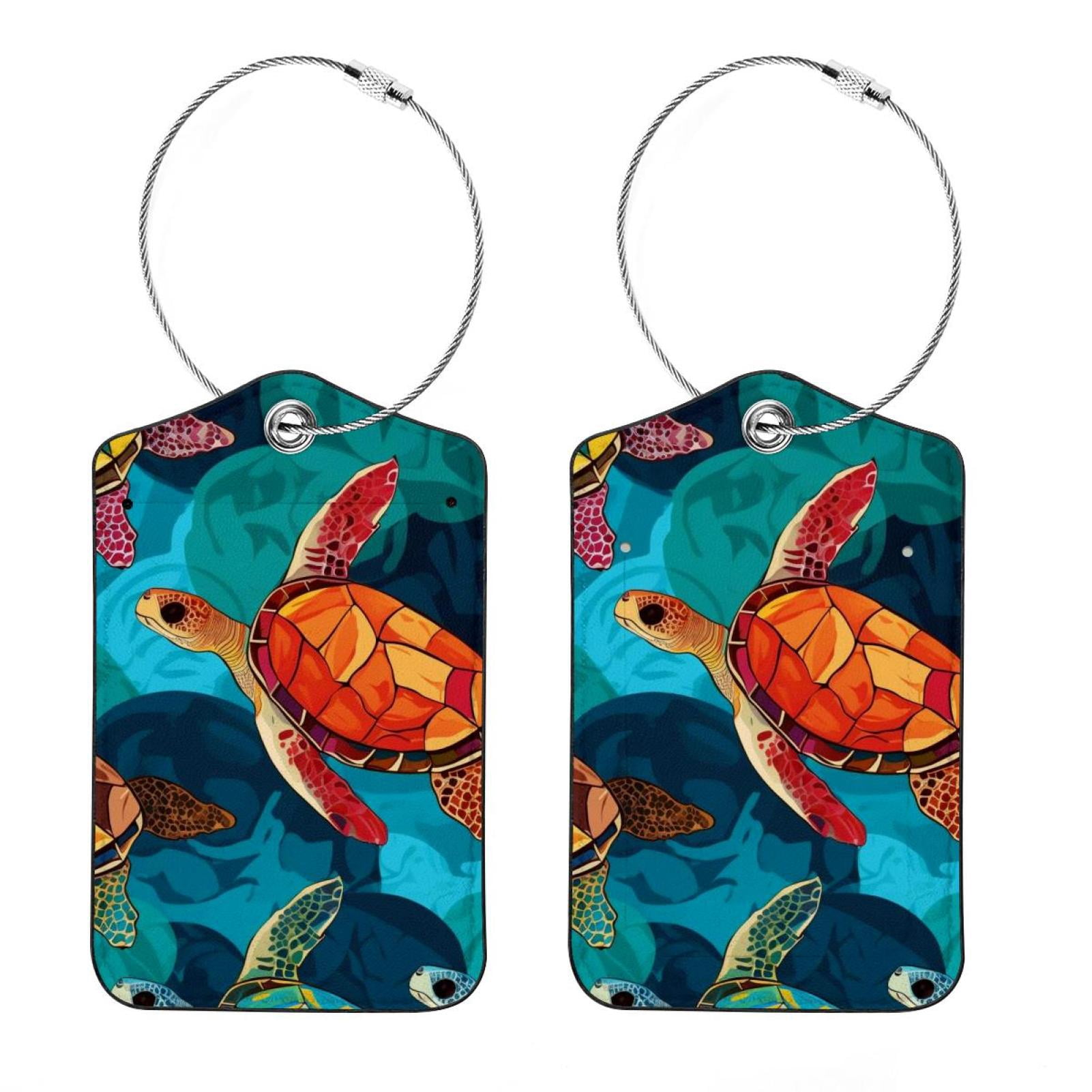 2 Piece Sea Turtle Luggage Tag for Suitcase Identifiers Privacy Name ...