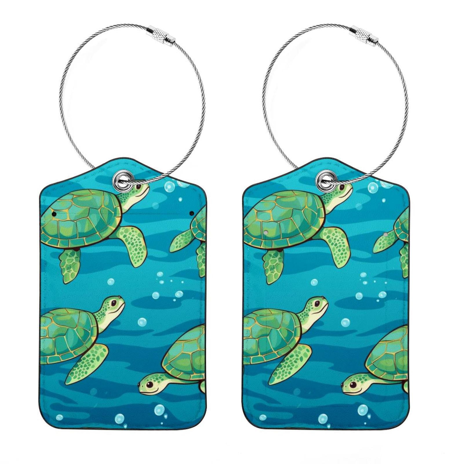 2 Piece Sea Turtle Luggage Tag for Suitcase Identifiers Privacy Name ...