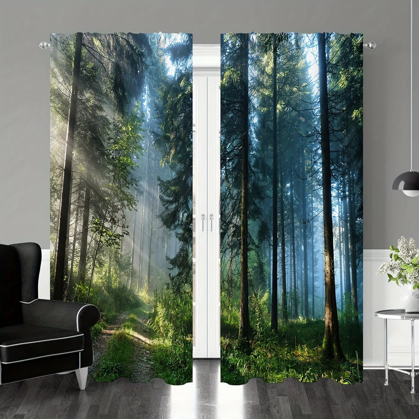2-Piece Semi-Blackout Curtains Tropical Island Pirate Ship Palm Tree ...