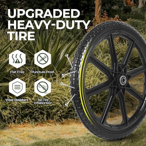 2 - Piece Set of 20"" Flat - Free PU Non - Inflated Tire Wheels (20x2 ...