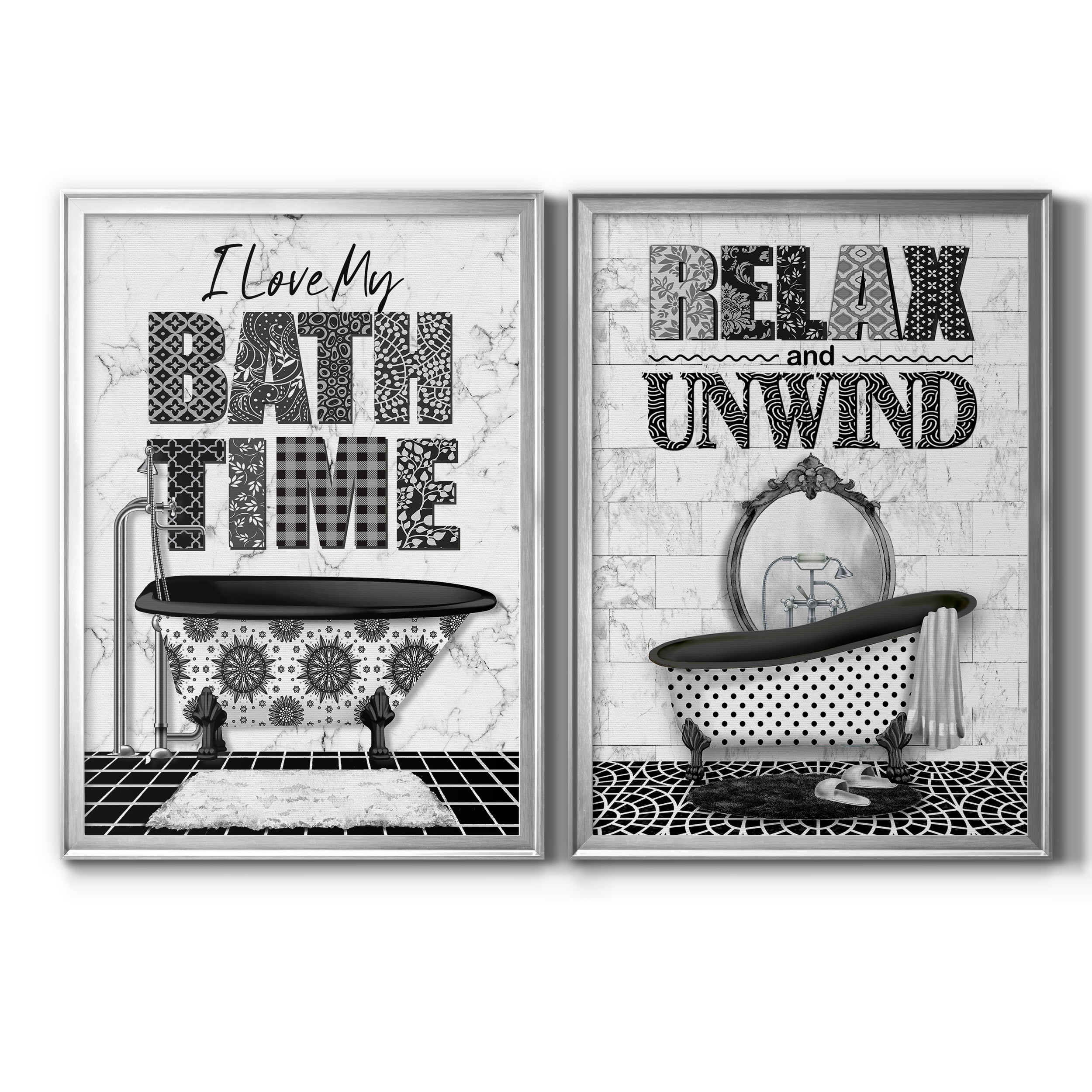 2 Piece Set Bath Time Premium Framed Canvas - Ready to Hang - 26.5 x 36 ...